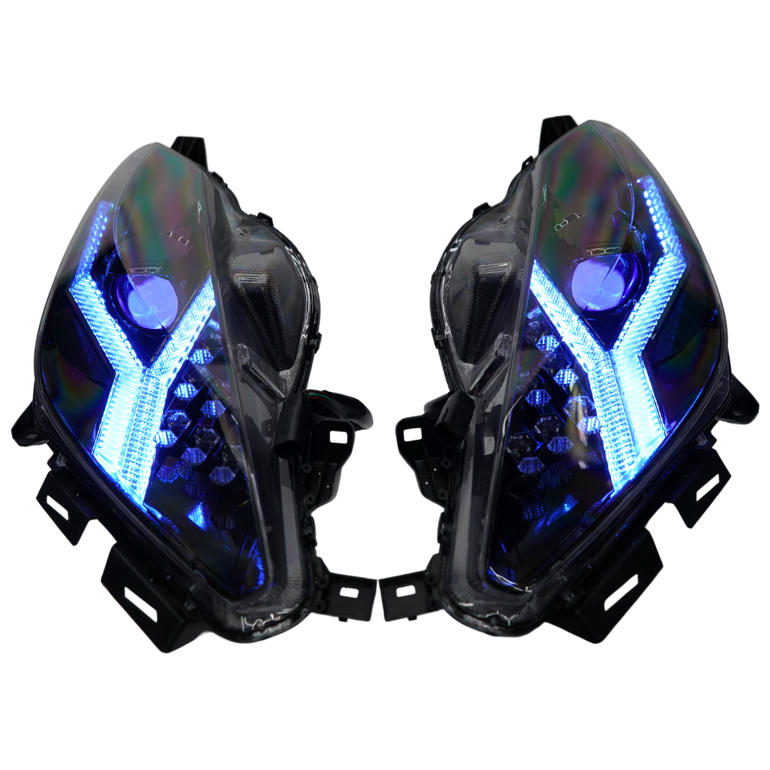 2014–2019 Corvette Multicolor Flow Headlights – w/ Demon Eyes (Morimot