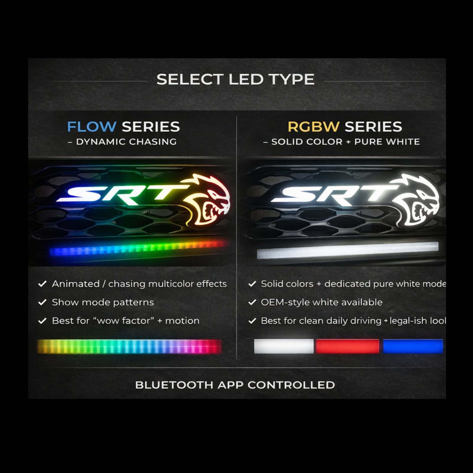 SRT Hellcat LED Emblem Badge: (Multicolor)